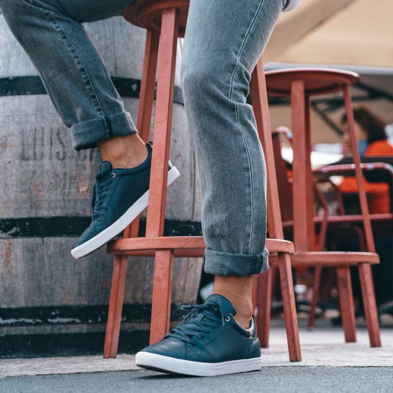 Cannon Mens Vegan Leather Blue Shoes Night - Saola Shoes